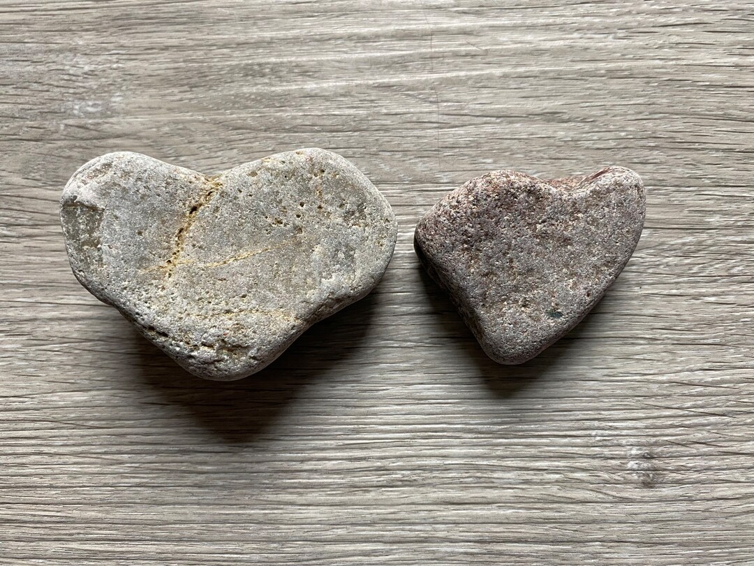 TWO 2 Heart Stones, 8.1 Oz., Beach Stone Hearts, Heart Shaped Beach ...