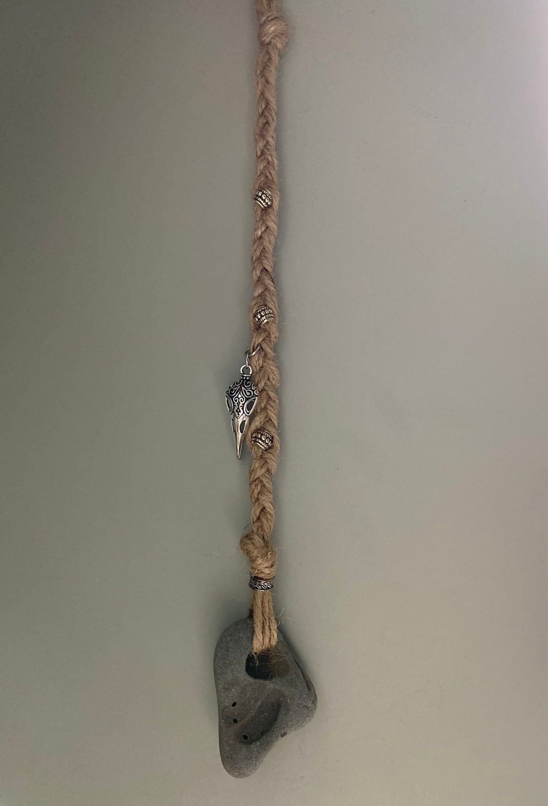 Raven Wall Hanging, Raven Art, Hag Stone Wall Hanging, Holey Stone ...