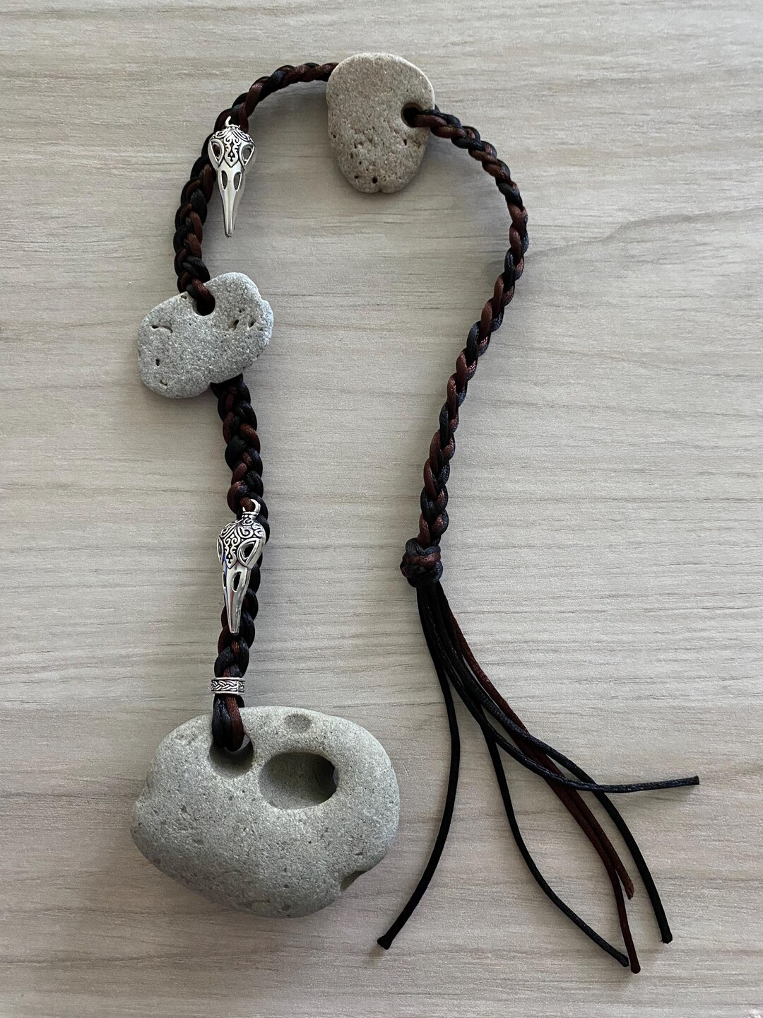 Huginn and Muninn Raven Talisman, Hag Stone Amulet, Protection Stone ...