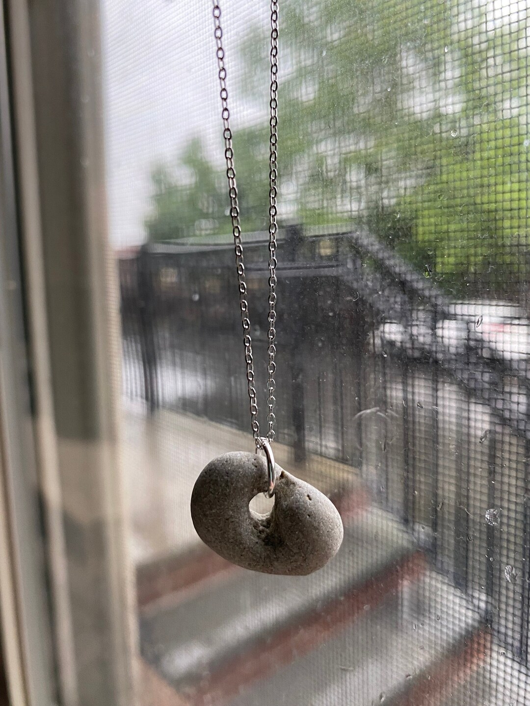 Holey Stone Necklace, Hag Stone Pendant, Odin Stone, Protection Stone ...