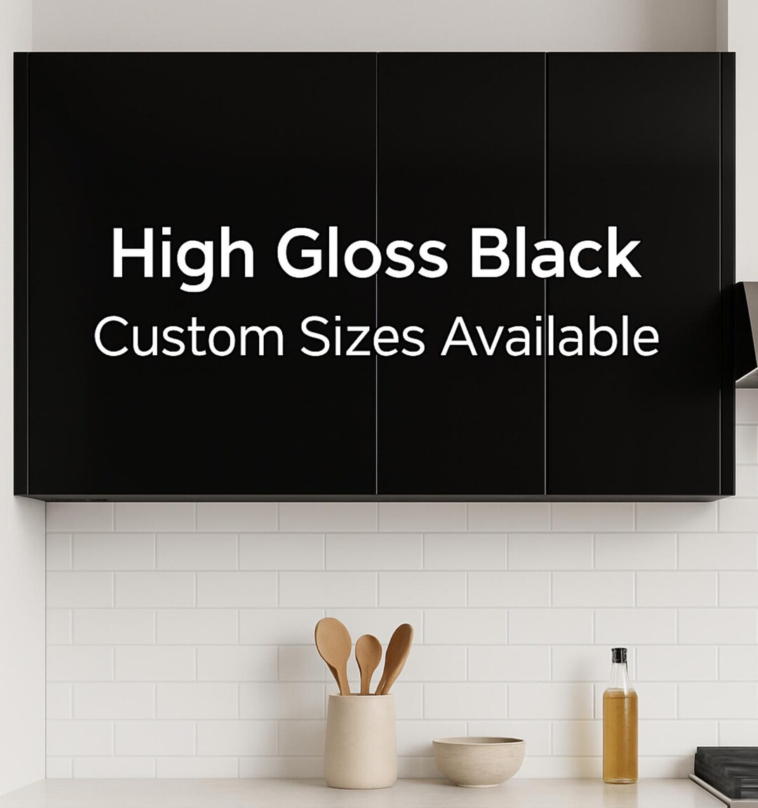 Black High Gloss Cabinet Doors | Replacement Fronts for Kitchen | Slab ...