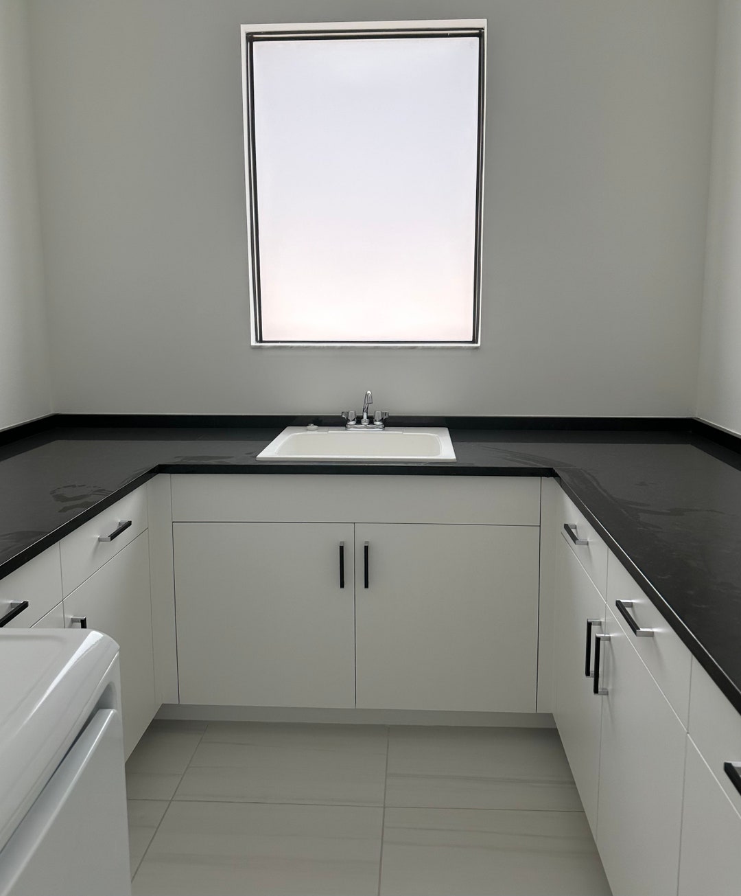 Custom Cabinet Doors for Laundry and Vanity - White Slab Replacement ...