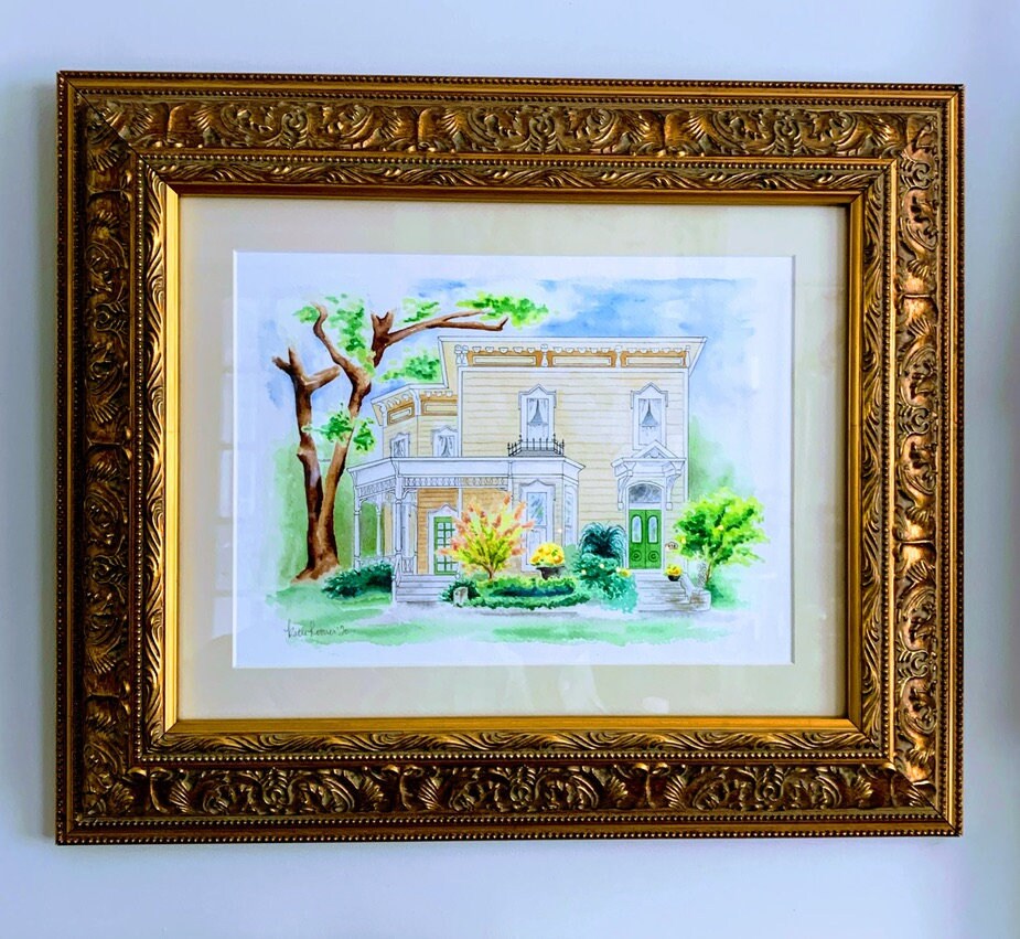 Hand painted house portrait Custom building portrait | Etsy