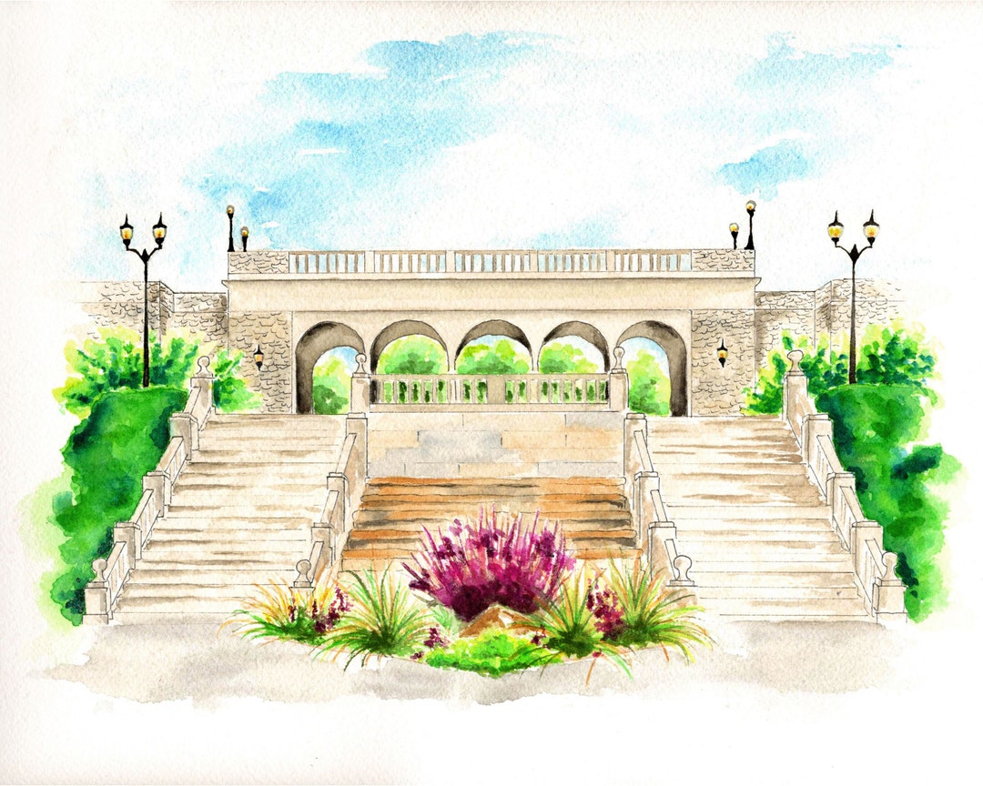 Ault Park Cincinnati Watercolor Painting, Wedding Venue Art Print - Etsy