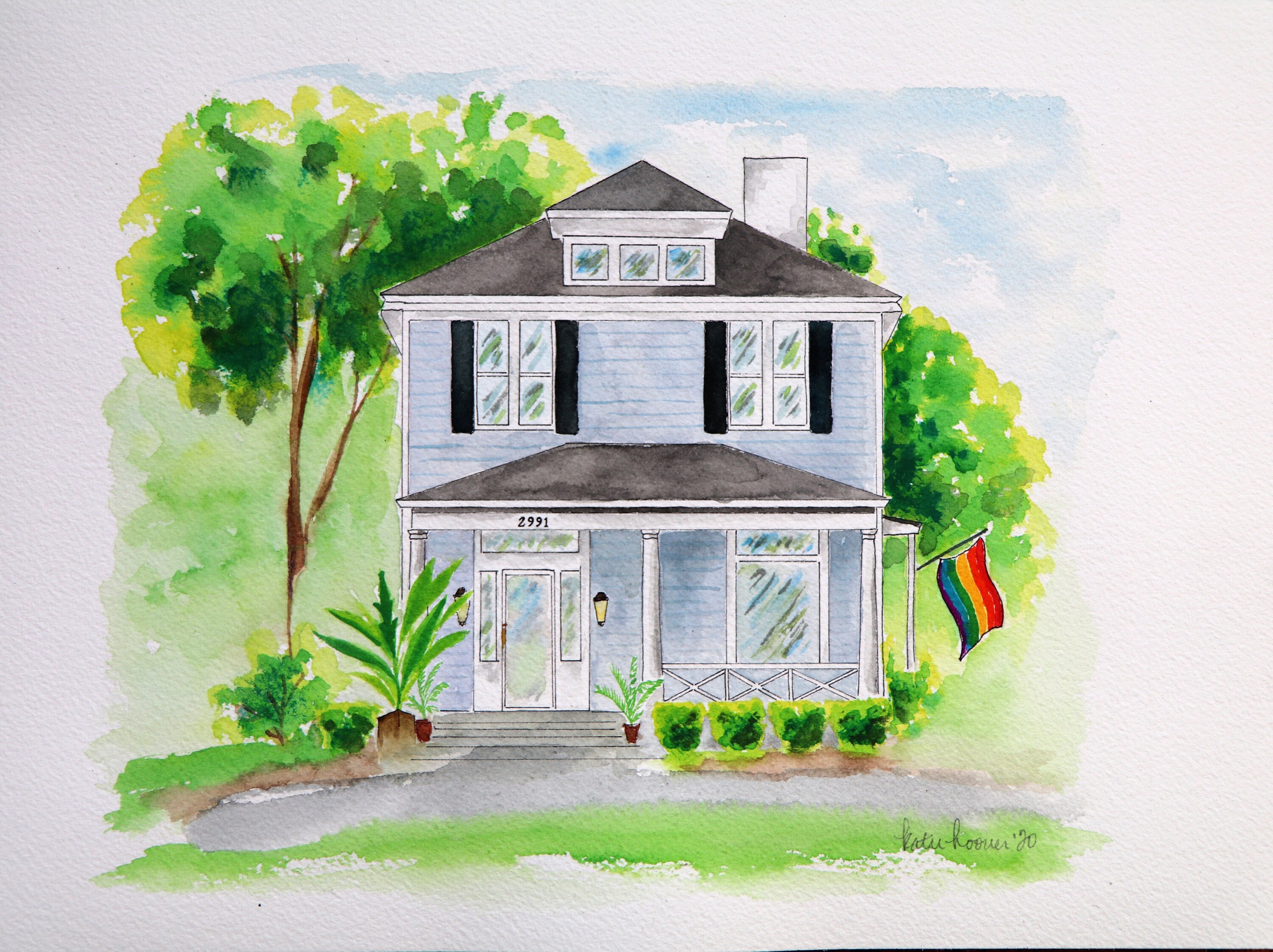 Hand painted house portrait Custom building portrait | Etsy