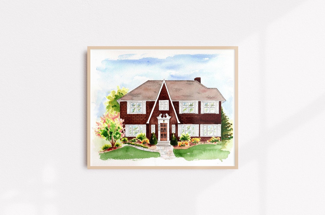 Hand Painted House Portrait, Custom Building Portrait, Housewarming ...