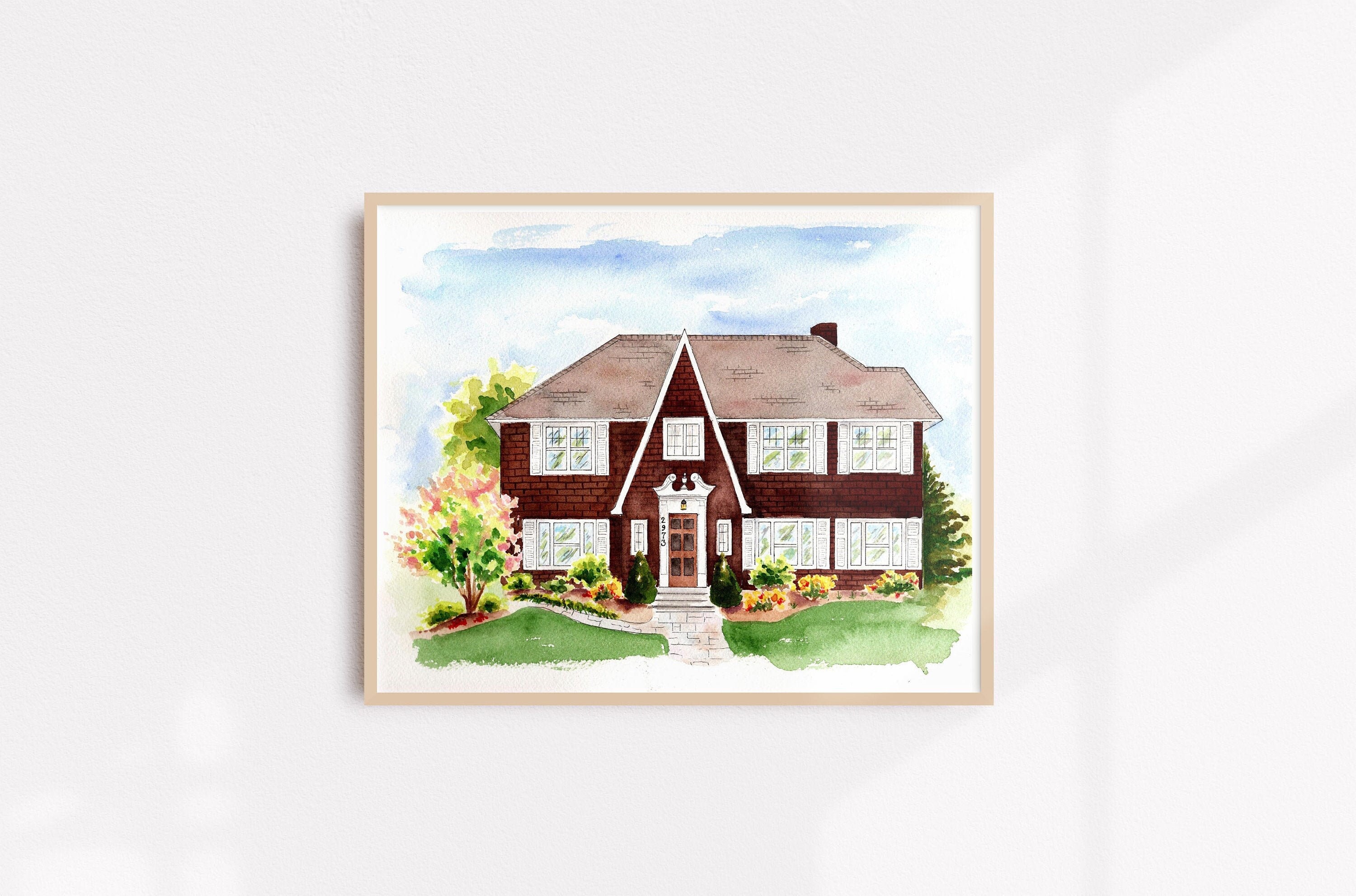 Hand Painted House Portrait Custom Building Portrait - Etsy