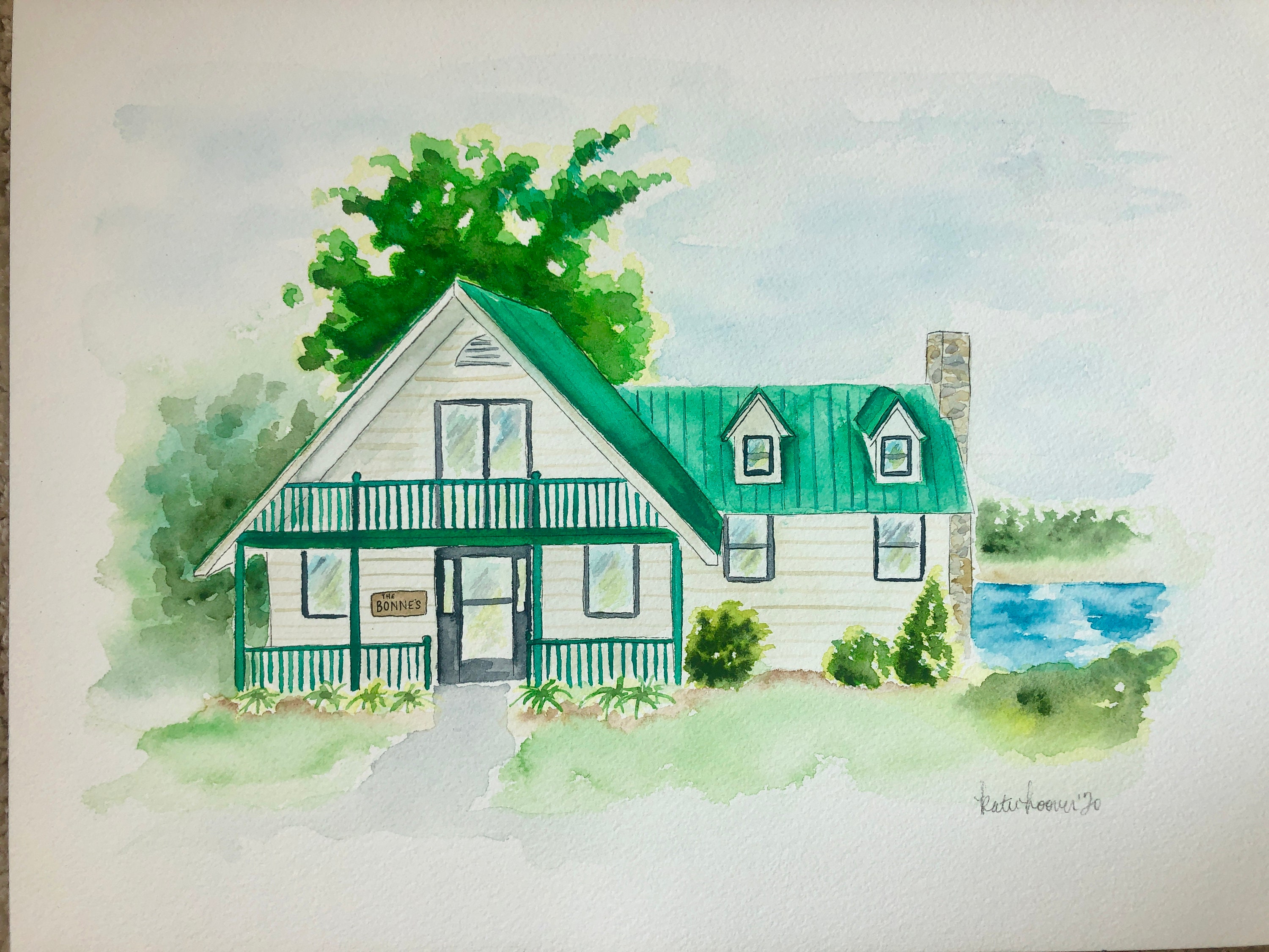 Hand painted house portrait Custom building portrait | Etsy