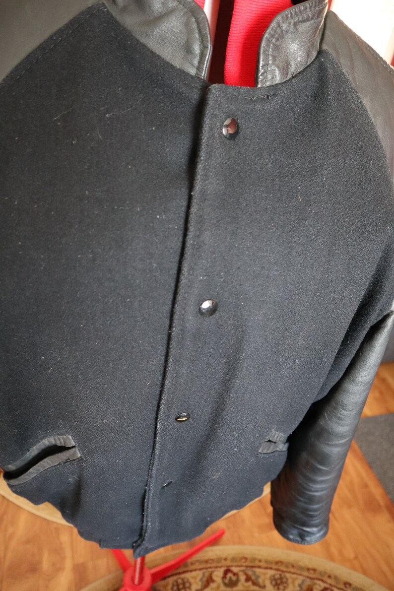 Vintage Varsity Jacket, Screaming Eagles on Back. Material Leather/felt ...