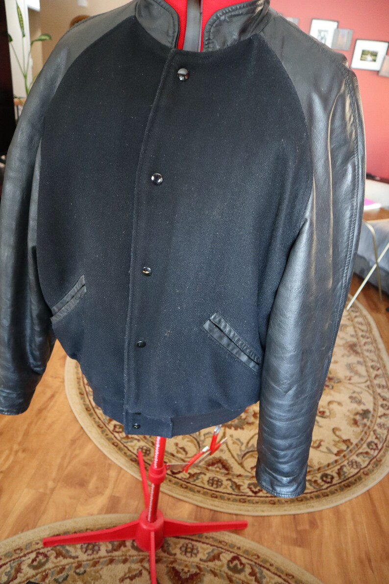 Vintage Varsity Jacket, Screaming Eagles on Back. Material Leather/felt ...