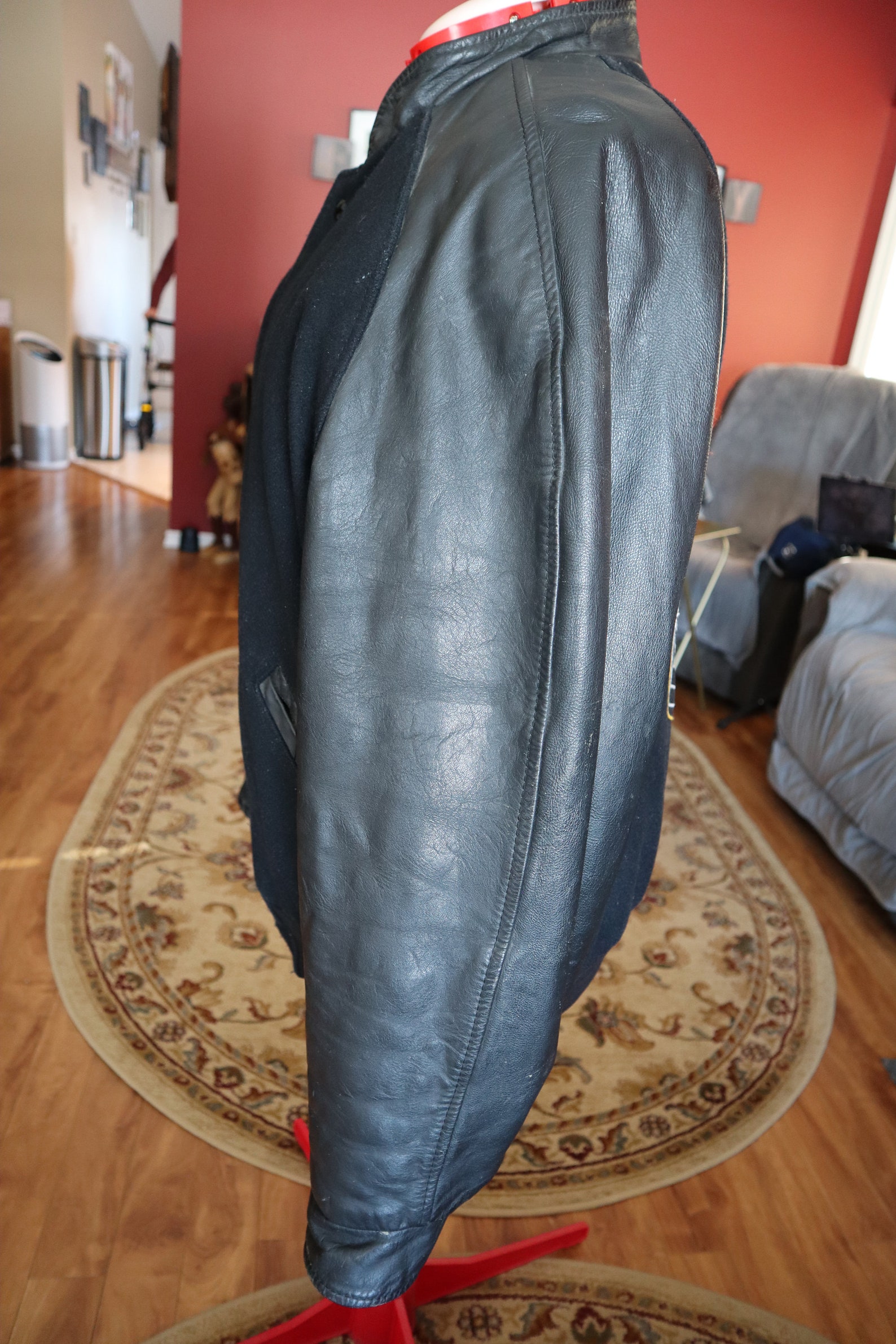 Vintage Varsity Jacket, Screaming Eagles on Back. Material Leather/felt ...