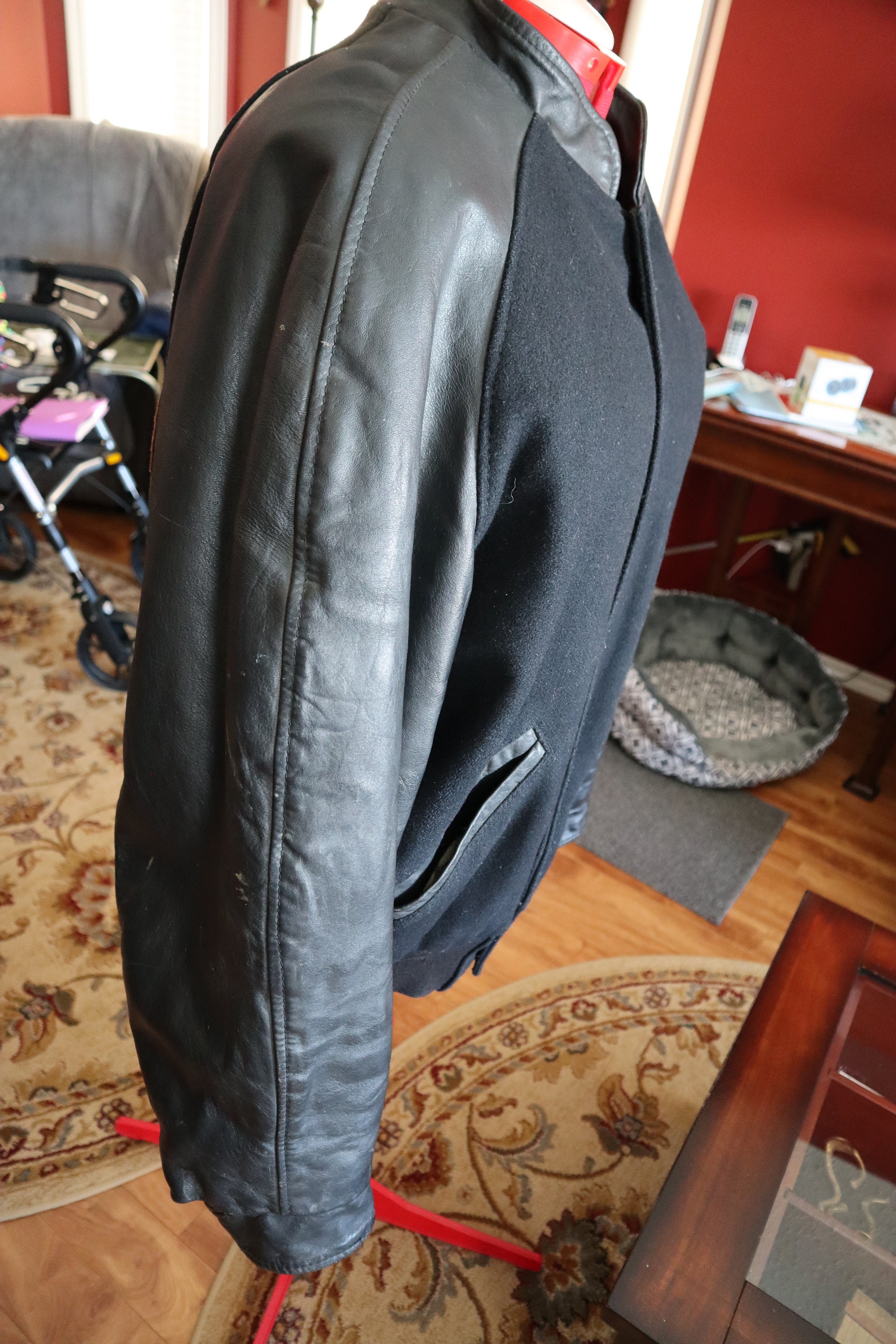 Leather/felt, Screaming Eagles Varsity Jacket, vintage - Etsy