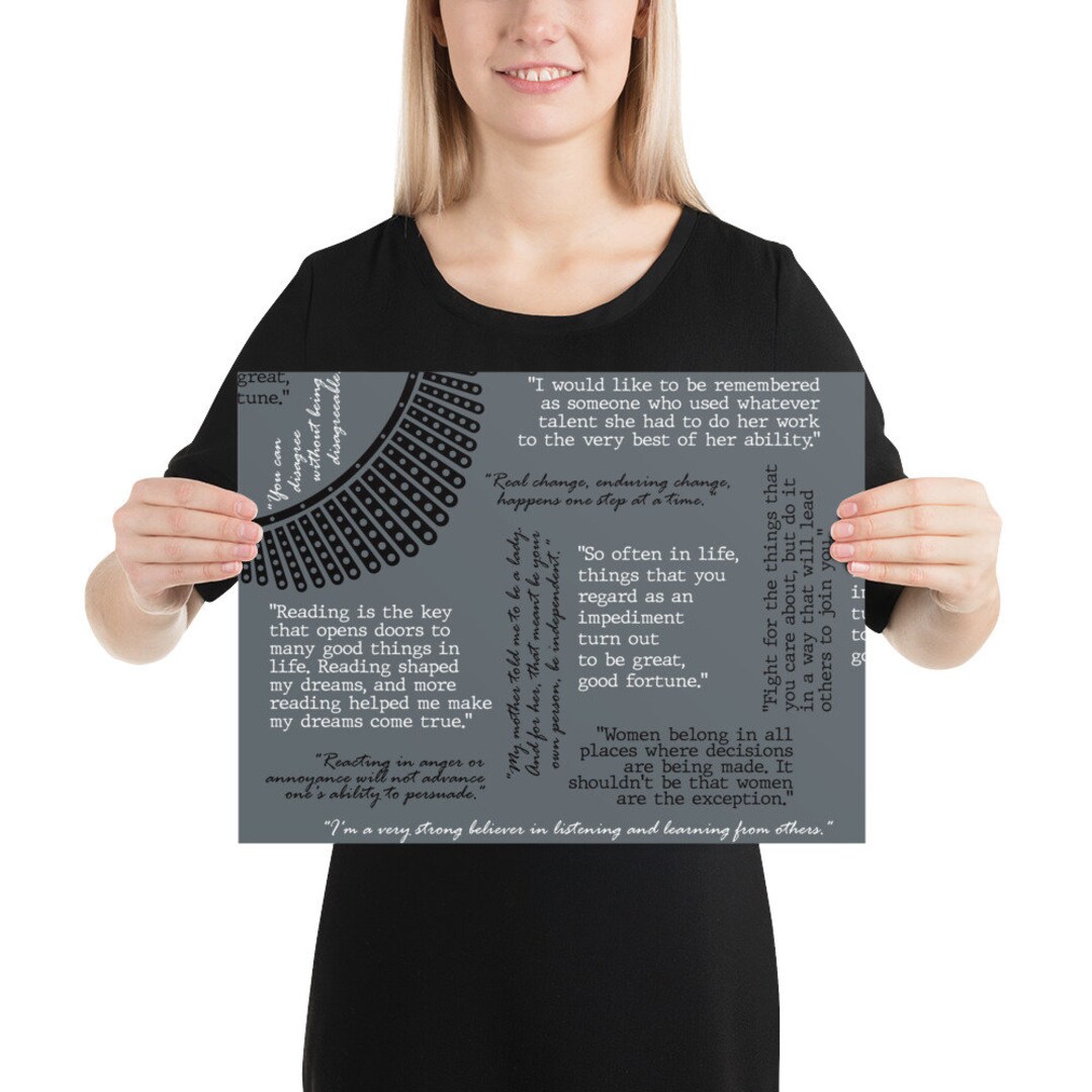 RBG - Ruth Bader Ginsburg Quotes With Dissent Collar - Poster Print - Etsy