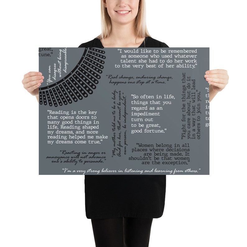 RBG Ruth Bader Ginsburg Quotes With Dissent Collar Poster - Etsy