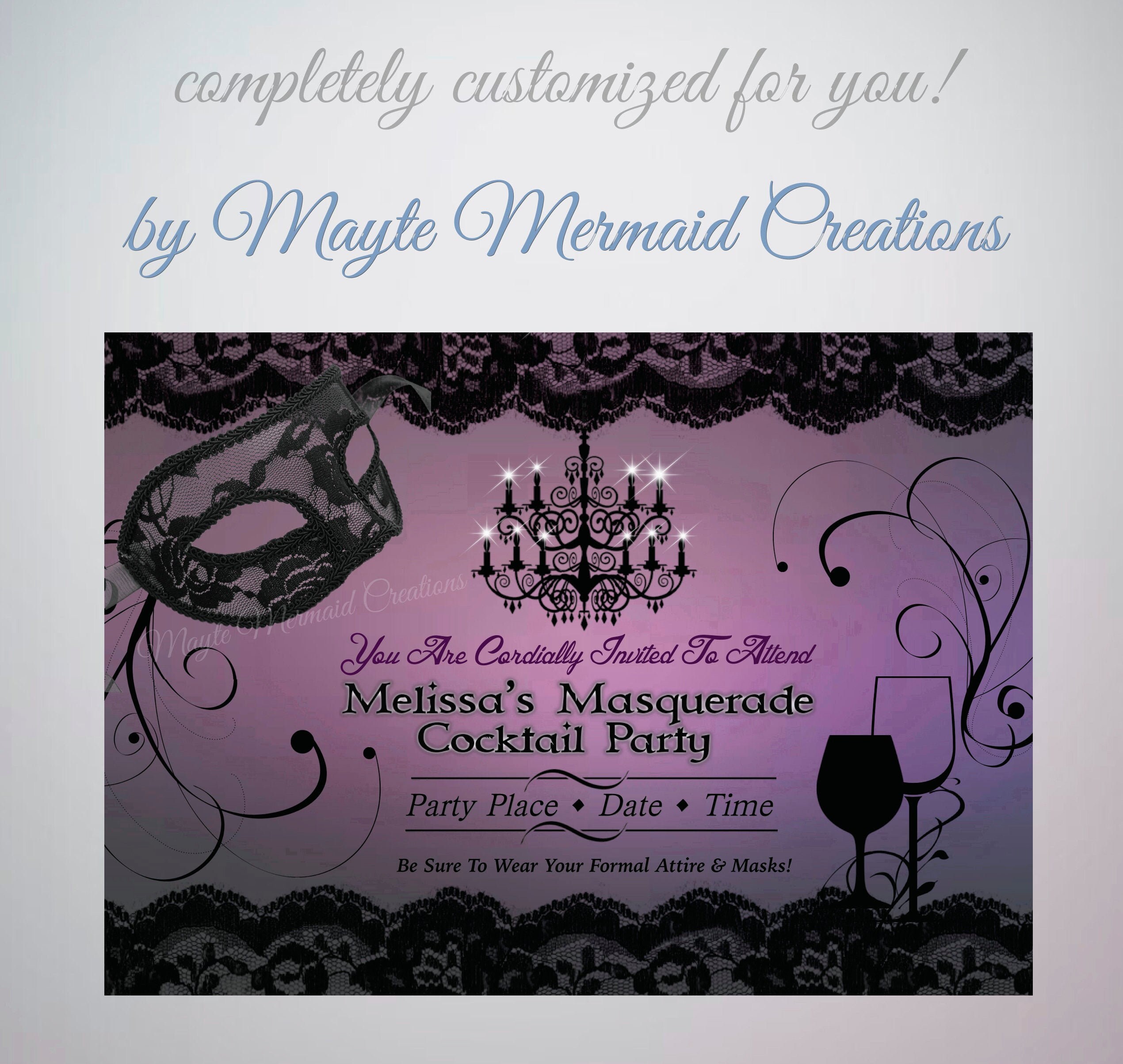 Paper Fancy Masked Party Invite DIGITAL FILE Elegant Sophisticated ...
