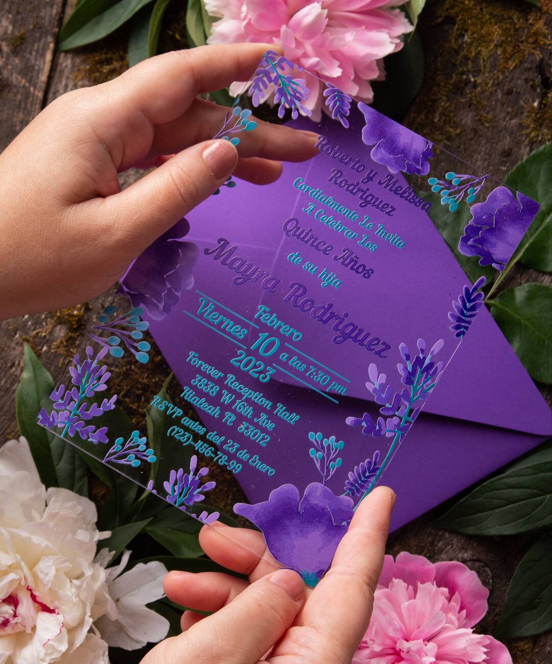 Lavender Purple Acrylic Invitations With Envelopes for - Etsy