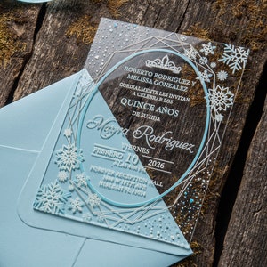 Frozen Acrylic Snowflake Invitation | Winter Quinceañera, Wedding ...
