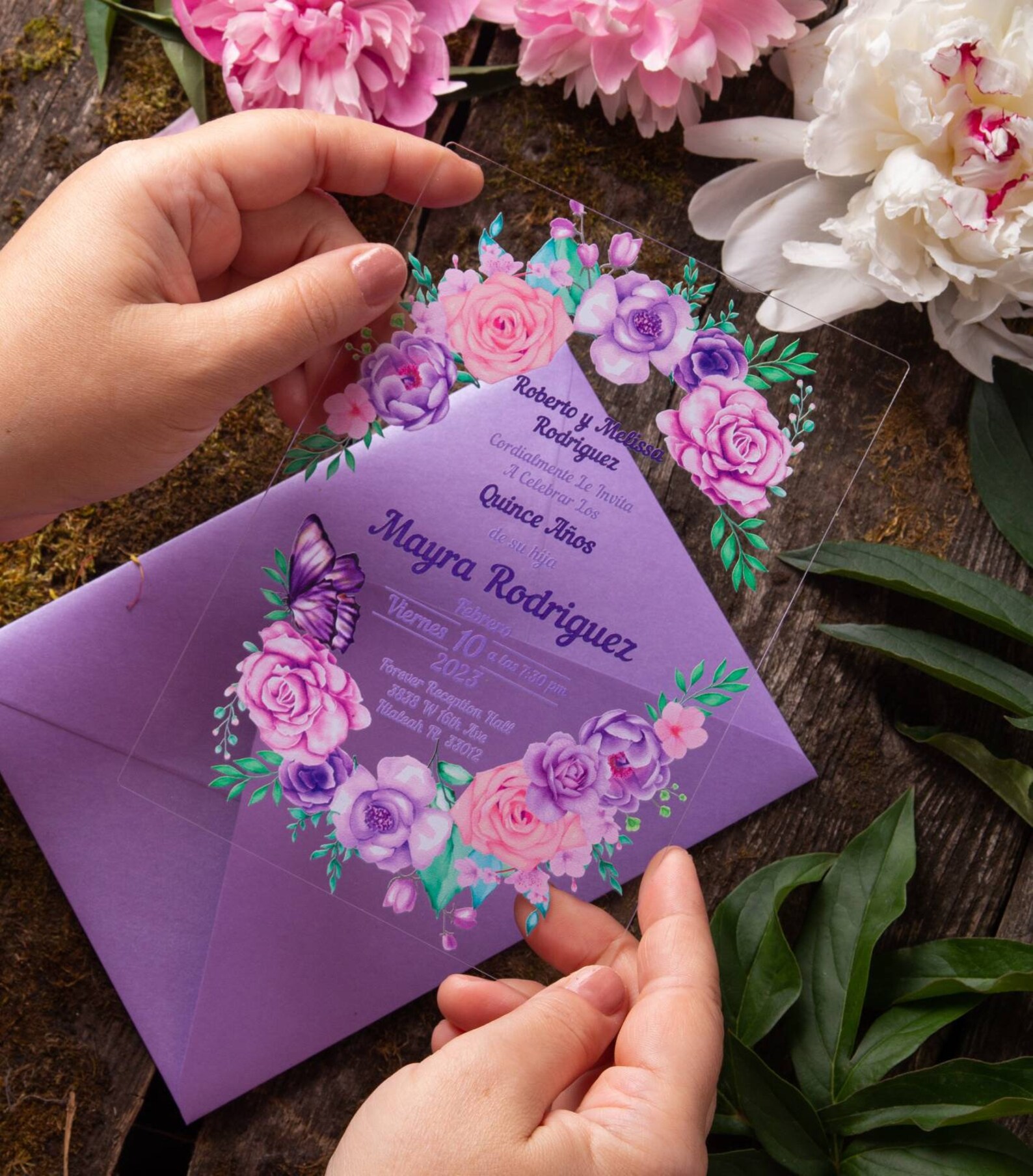 Safe Glass Lilac Butterfly Floral Acrylic Invitations With - Etsy