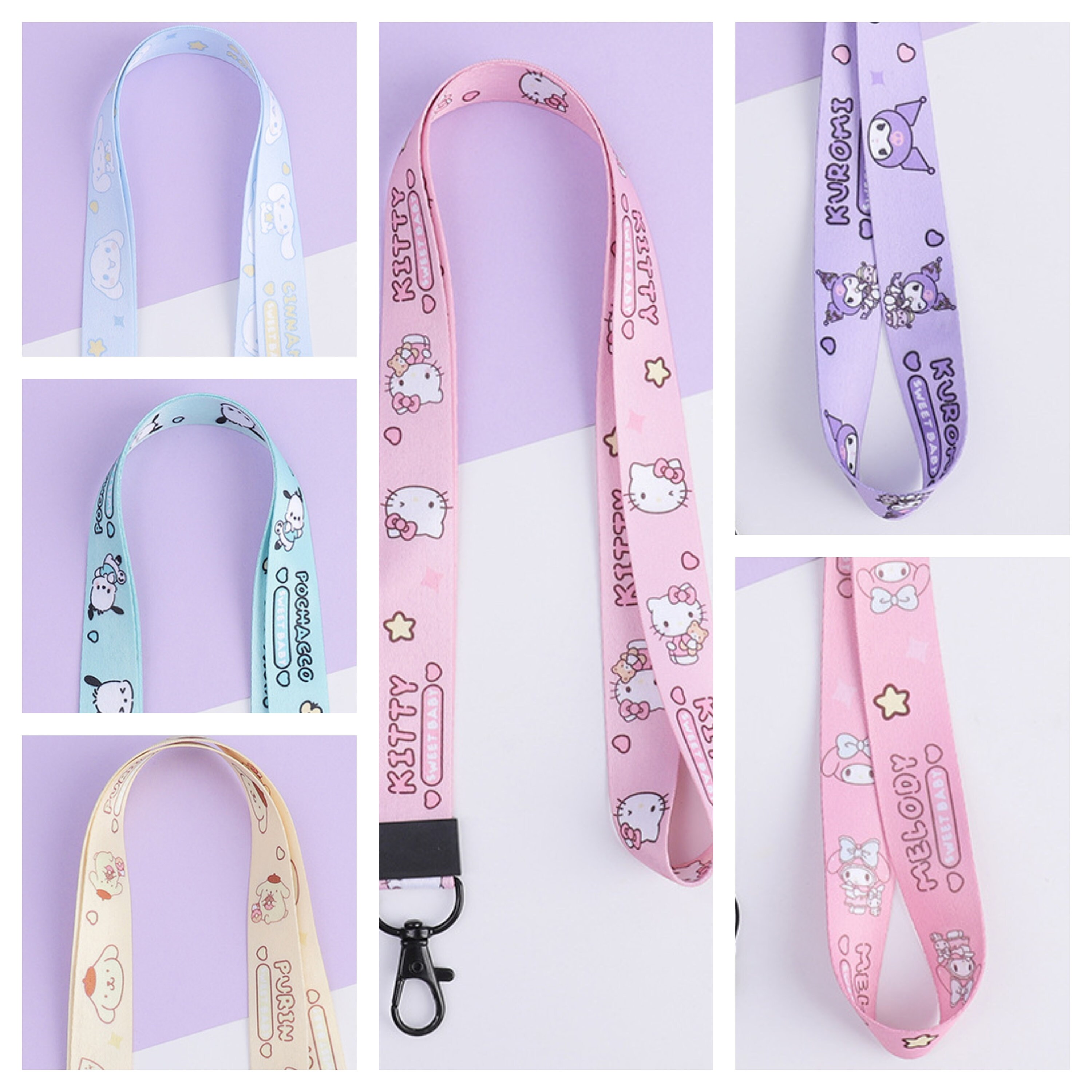 Cute Kawaii Cloth Lanyard Keychain Holder ID Badges Strap Keys Sanrio ...