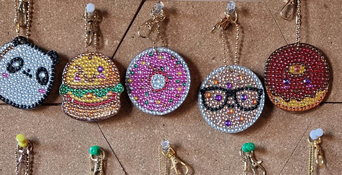 Diamond art keyrings. Foods we eat. Fruit doughnuts ice | Etsy
