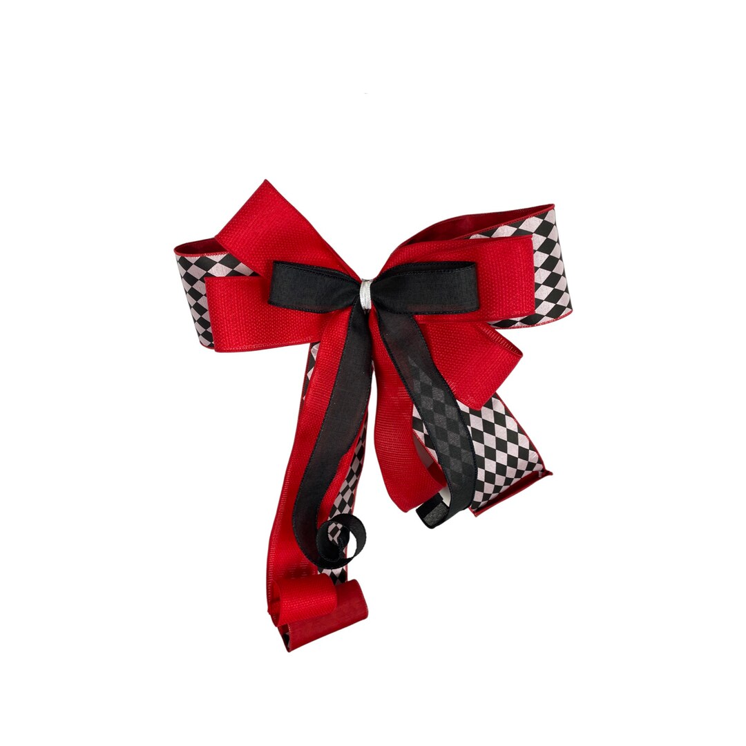 Valentines Bow, Harlequin Print, Black and White Valentines Decorations ...