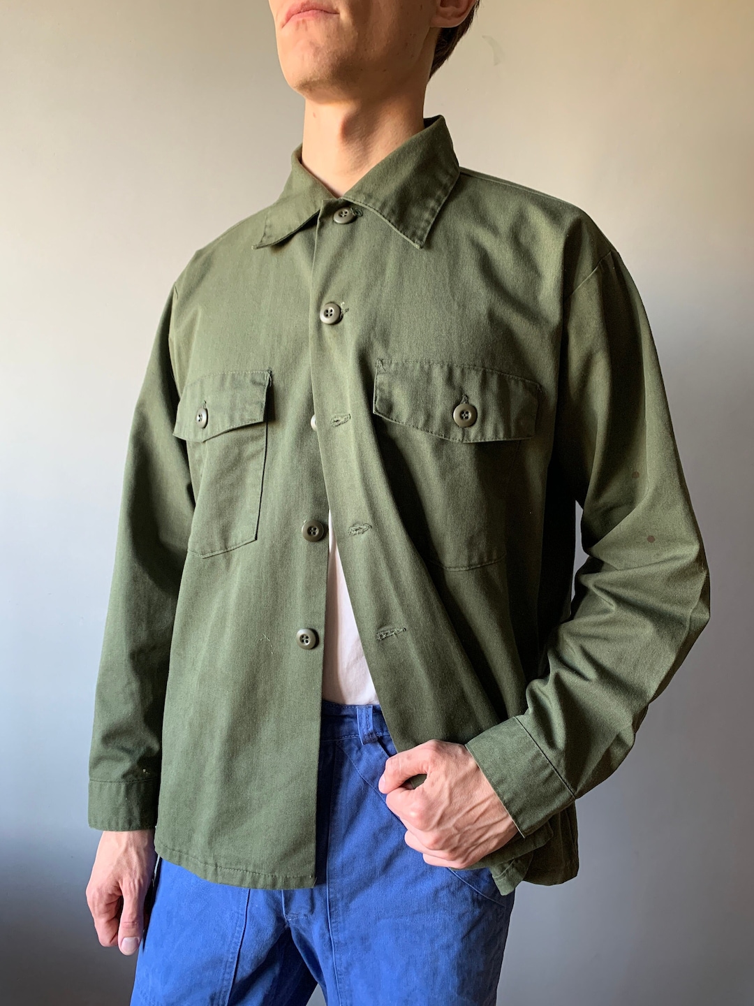 OG-107 / Vietnam War Era / Fatigue Shirt / OG107 / US Army Shirt / Size ...