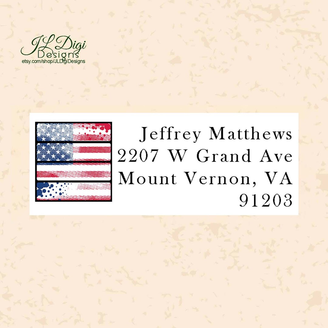 Patriotic Flag Return Address Label: Personalized Grunge Design - Etsy