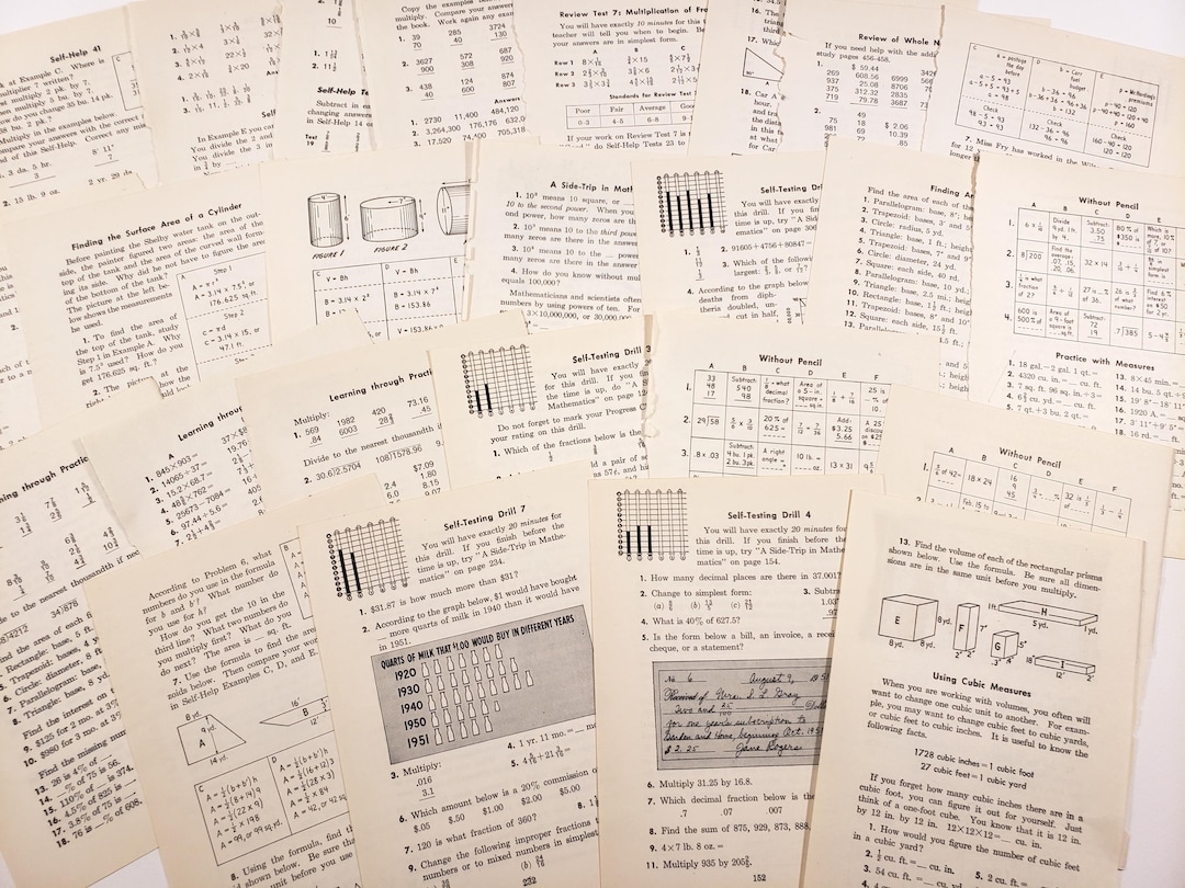 Vintage Math School Book Pages, High School Mathematics, Vintage ...