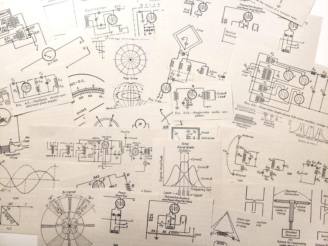 Circuit Diagrams Cut-outs, Mini, Vintage Paper Ephemera, Junk Journals ...