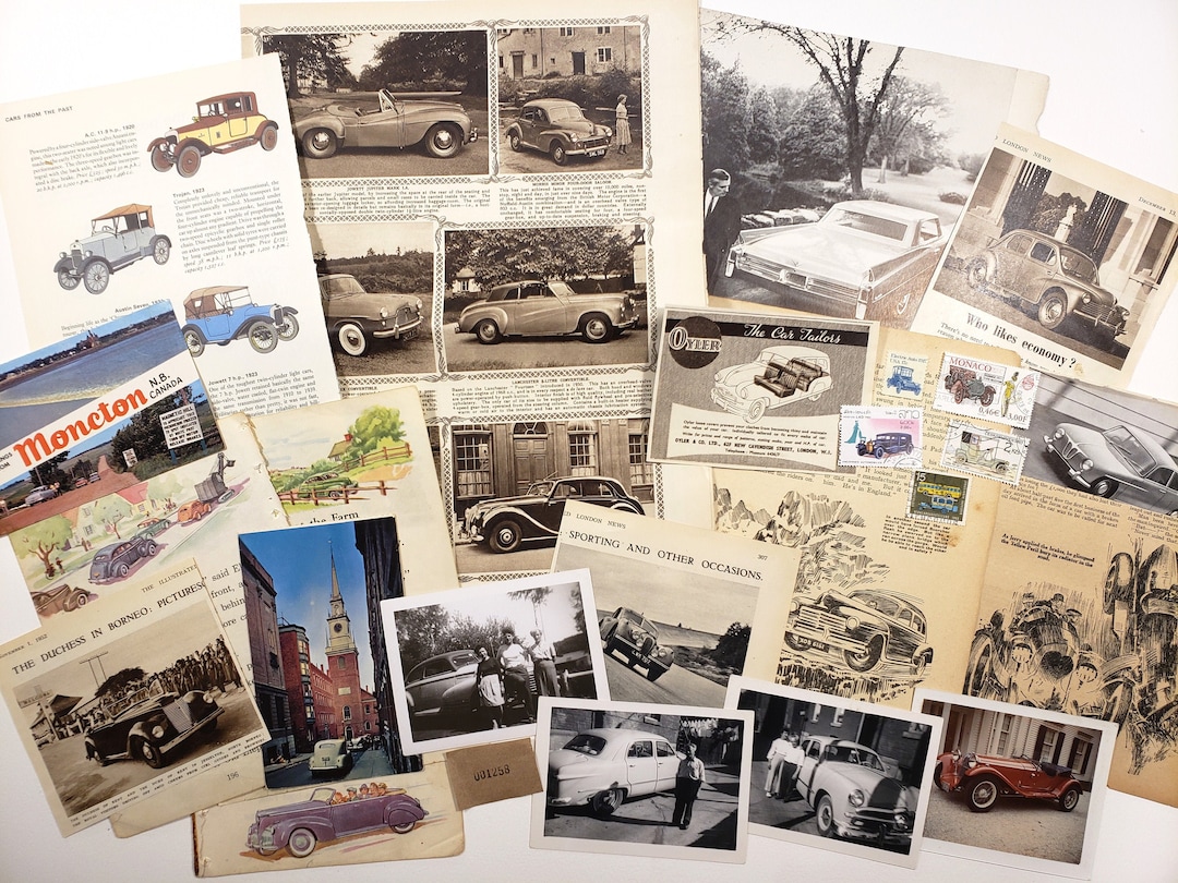 OLD CARS, Vintage Paper Ephemera Pack, Junk Journals, Scrapbooking ...