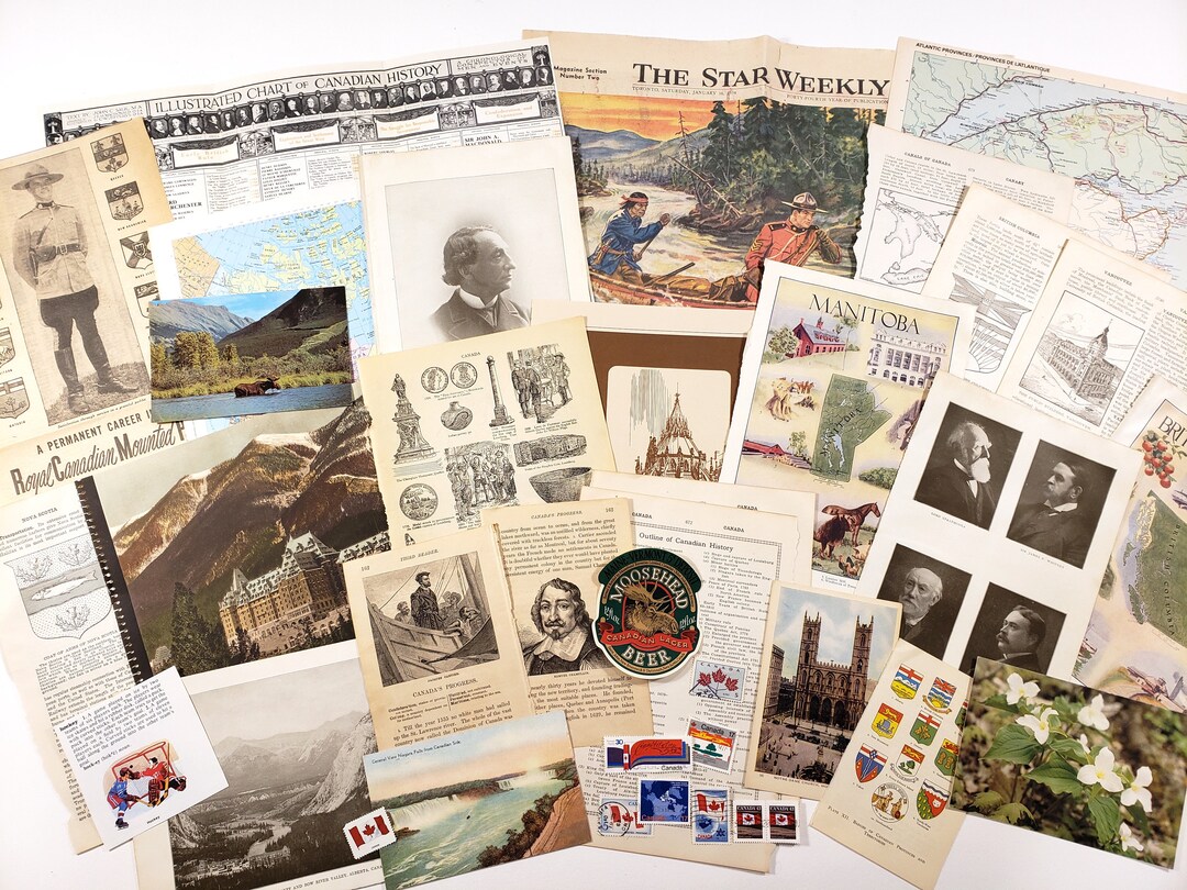 Vintage CANADA Ephemera, Canadian History Scrapbooking Vintage Paper ...