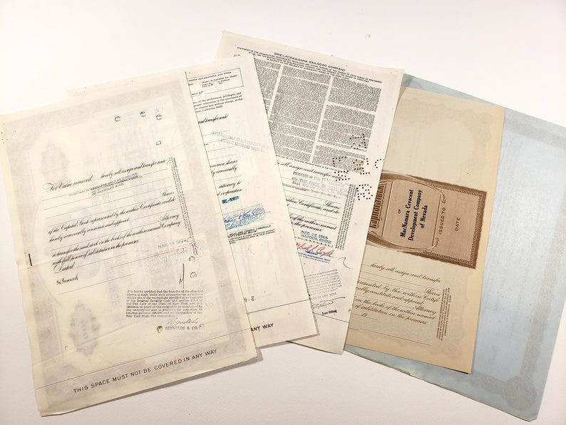 Antique Company Shares, Old Documents, Vintage Paper Ephemera, Junk ...
