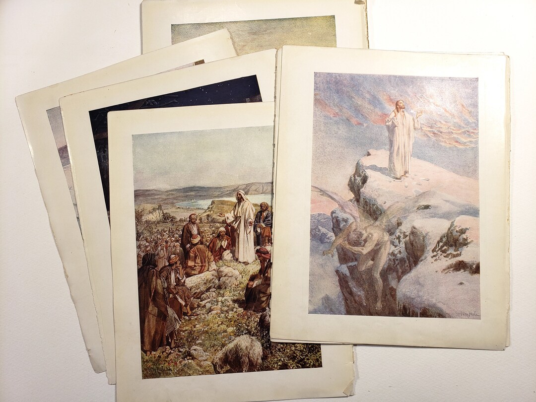 Antique Bible Story, Colour Illustrations, Vintage Ephemera, Prayer ...