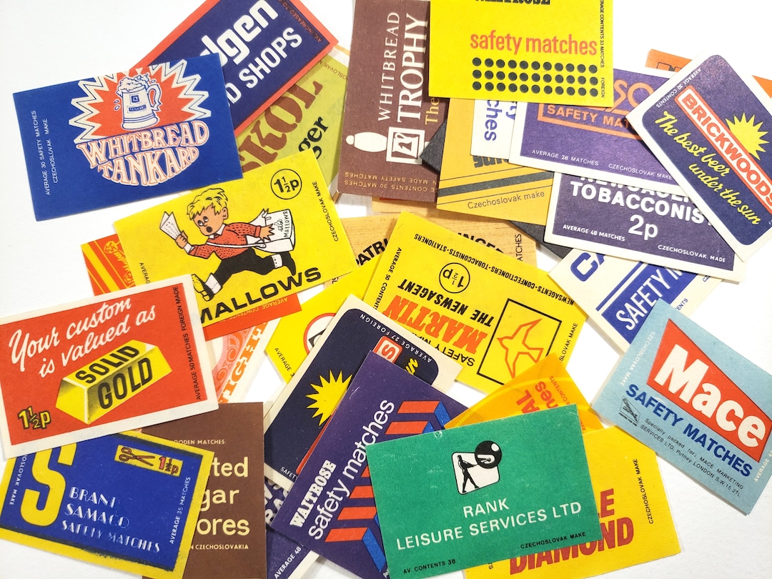 Vintage 1970s Matchbox Labels, British Graphic Design, Craft Collage ...