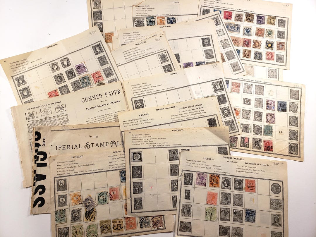 Vintage Postage Stamp Album Pages, Stamp Collection, Worldwide Postage ...