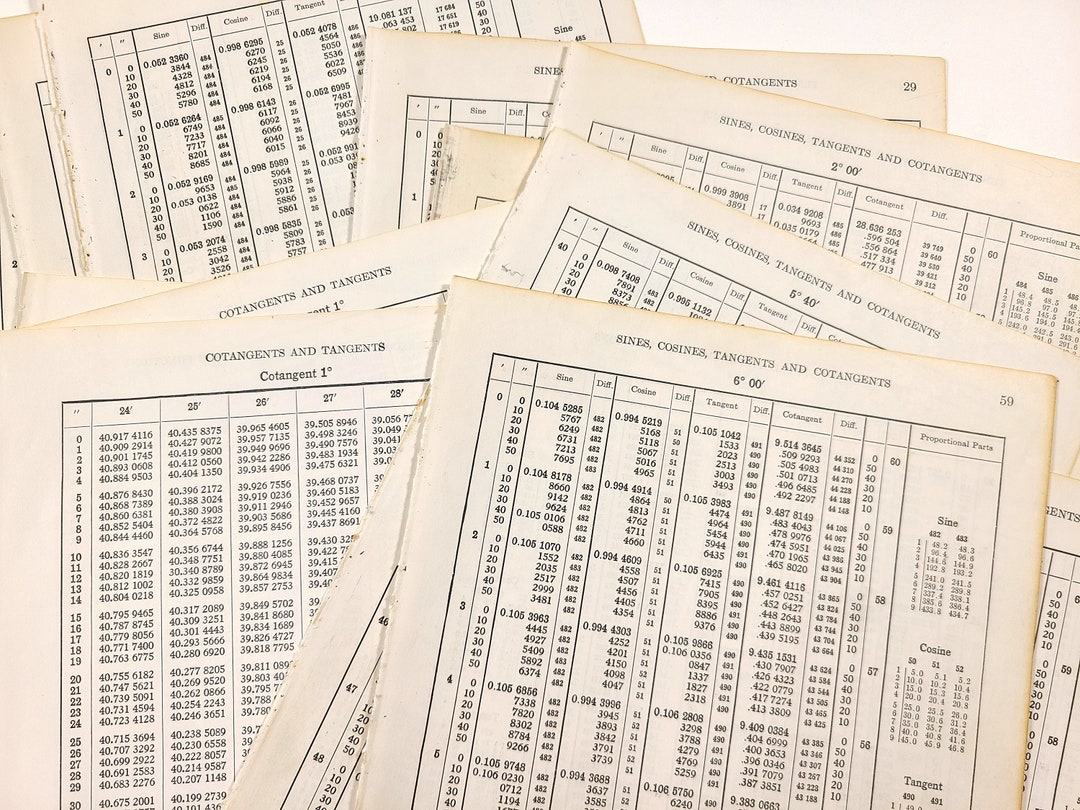 Vintage Logarithm Tables, Mathematical, Number Charts, Vintage Ephemera ...