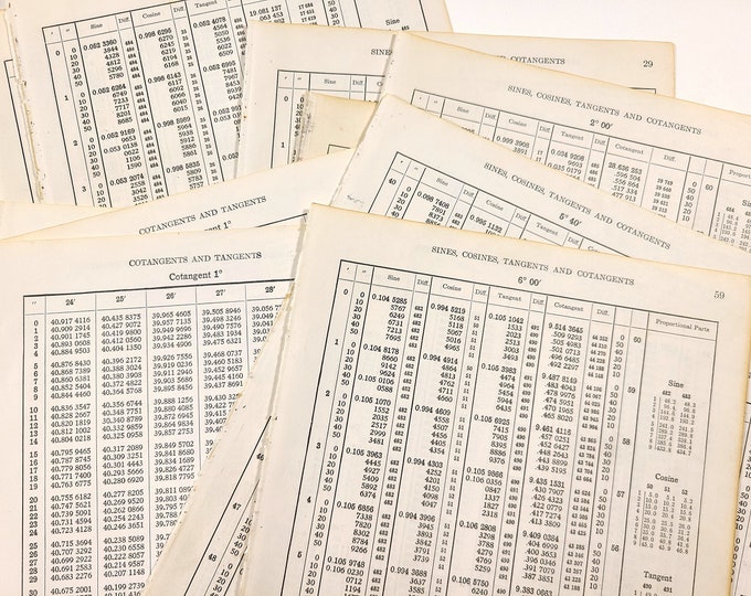 Vintage Logarithm Tables, Mathematical, Number Charts, Vintage Ephemera ...