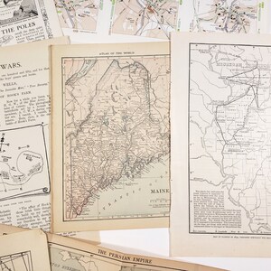 Vintage MAPS Paper Pack - 10 Sheets, a Mixture of Size and Colour ...