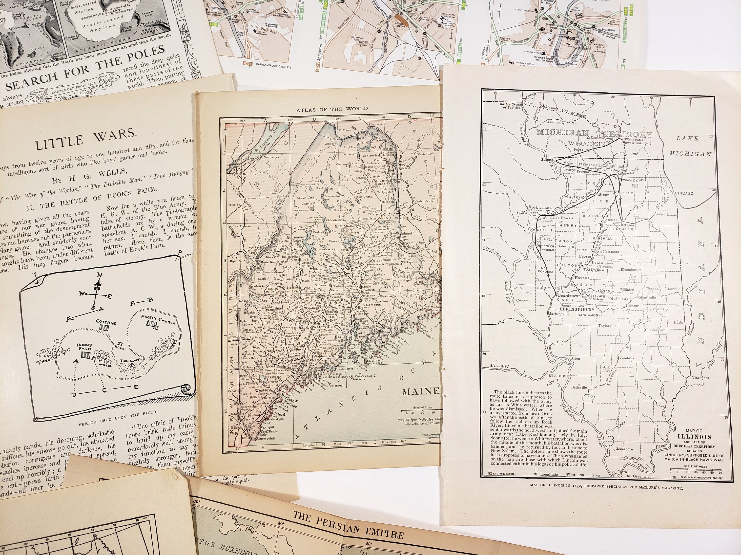 Vintage MAPS Paper Pack - 10 Sheets, a Mixture of Size and Colour ...