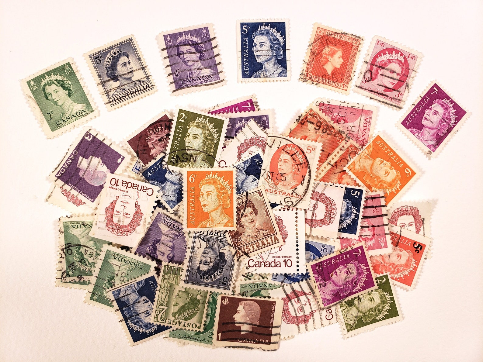 Vintage Queen Elizabeth Postage Stamps, 50 Stamps, Young Queen ...