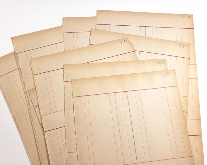 Antique Ledger Paper, Vintage Ledger Book Pages, Blank Single Sheets ...
