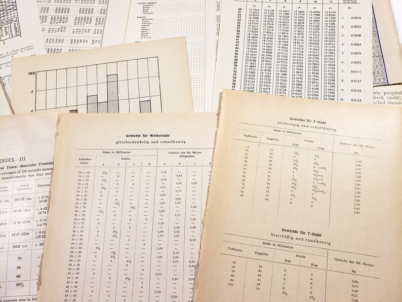 Charts & Graphs Mix Vintage Paper Ephemera Old Paper Charts - Etsy