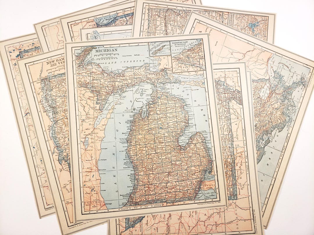 Antique USA MAPS, Atlas Maps, 1925, American, United States, Vintage ...