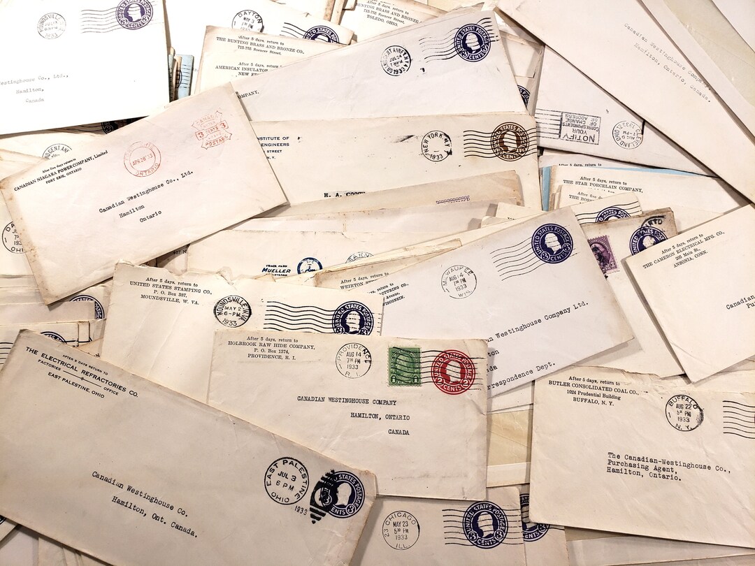 Vintage Envelopes, Stamped & Postmarked, 1930s, Vintage Paper Ephemera ...