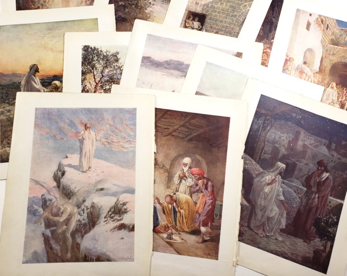 Antique Bible Story, Colour Illustrations, Vintage Ephemera, Prayer ...