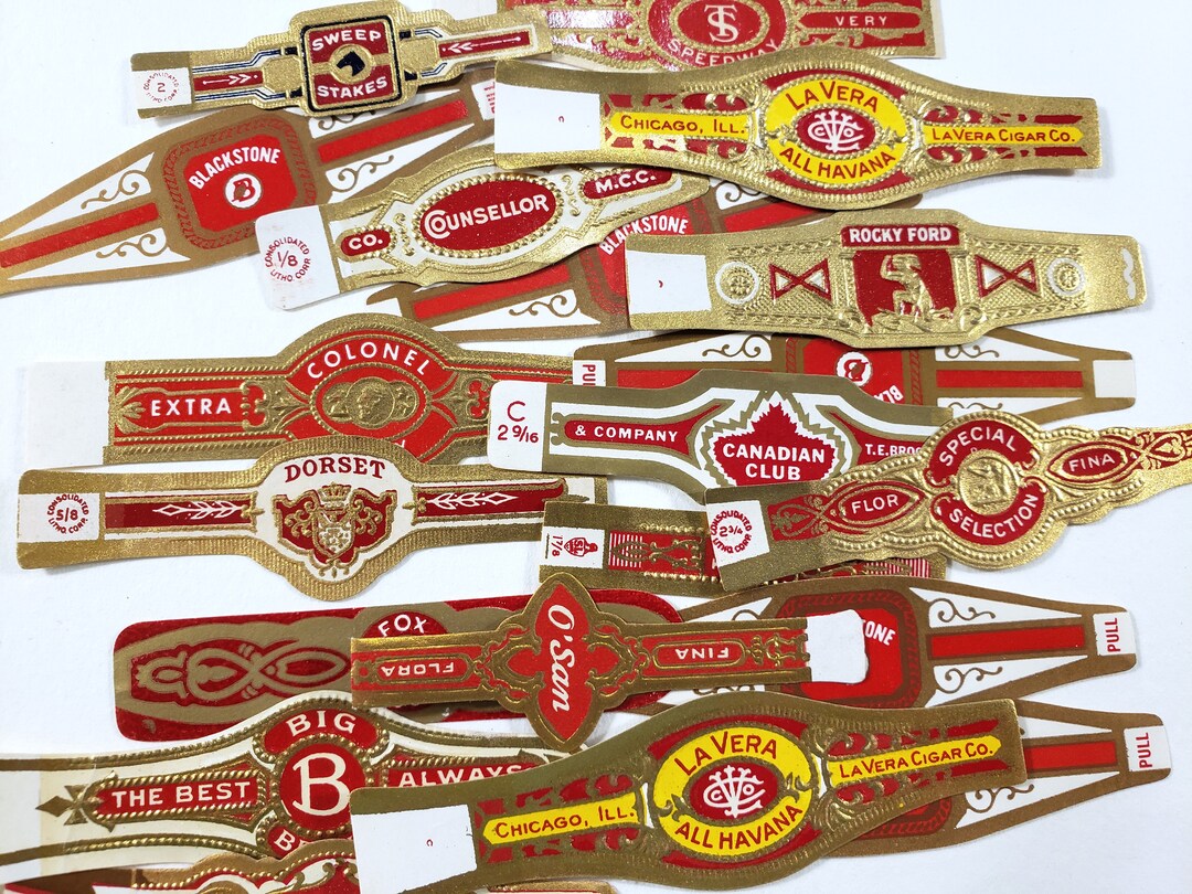 Vintage Cigar Labels, 20 Antique Cigar Neck Labels, Vintage Paper ...