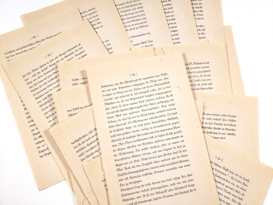 Antique German Book Pages - Gothic Font, Vintage Old Paper, Vintage ...