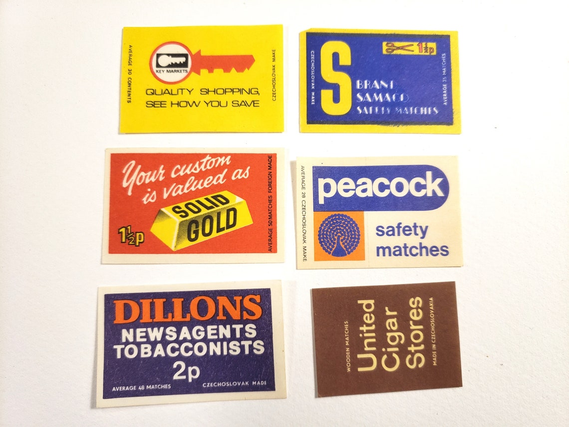 Vintage 1970s Matchbox Labels, British Graphic Design, Craft Collage ...