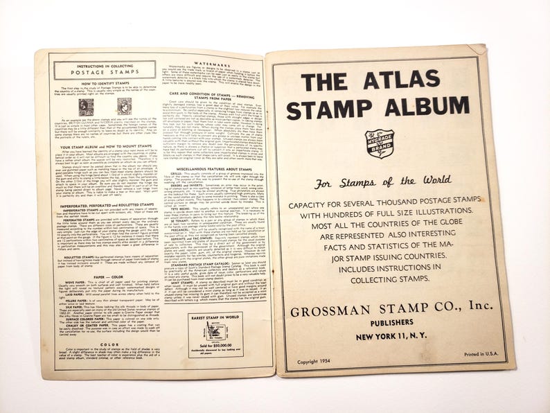 Atlas Stamp Album, 1954, Stamp Collection, Old Paper, Postage Stamps ...
