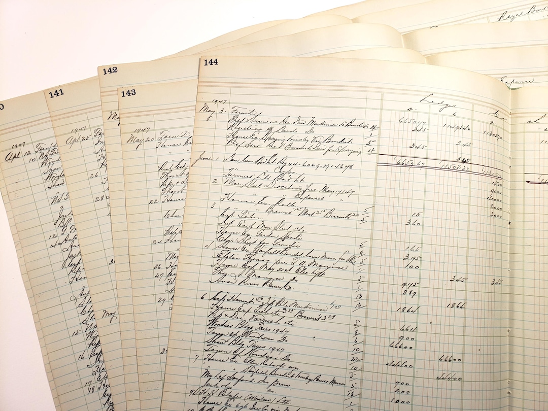 Handwritten Ledger Pages, Blue Ledger, Vintage Paper Pack, Ephemera ...